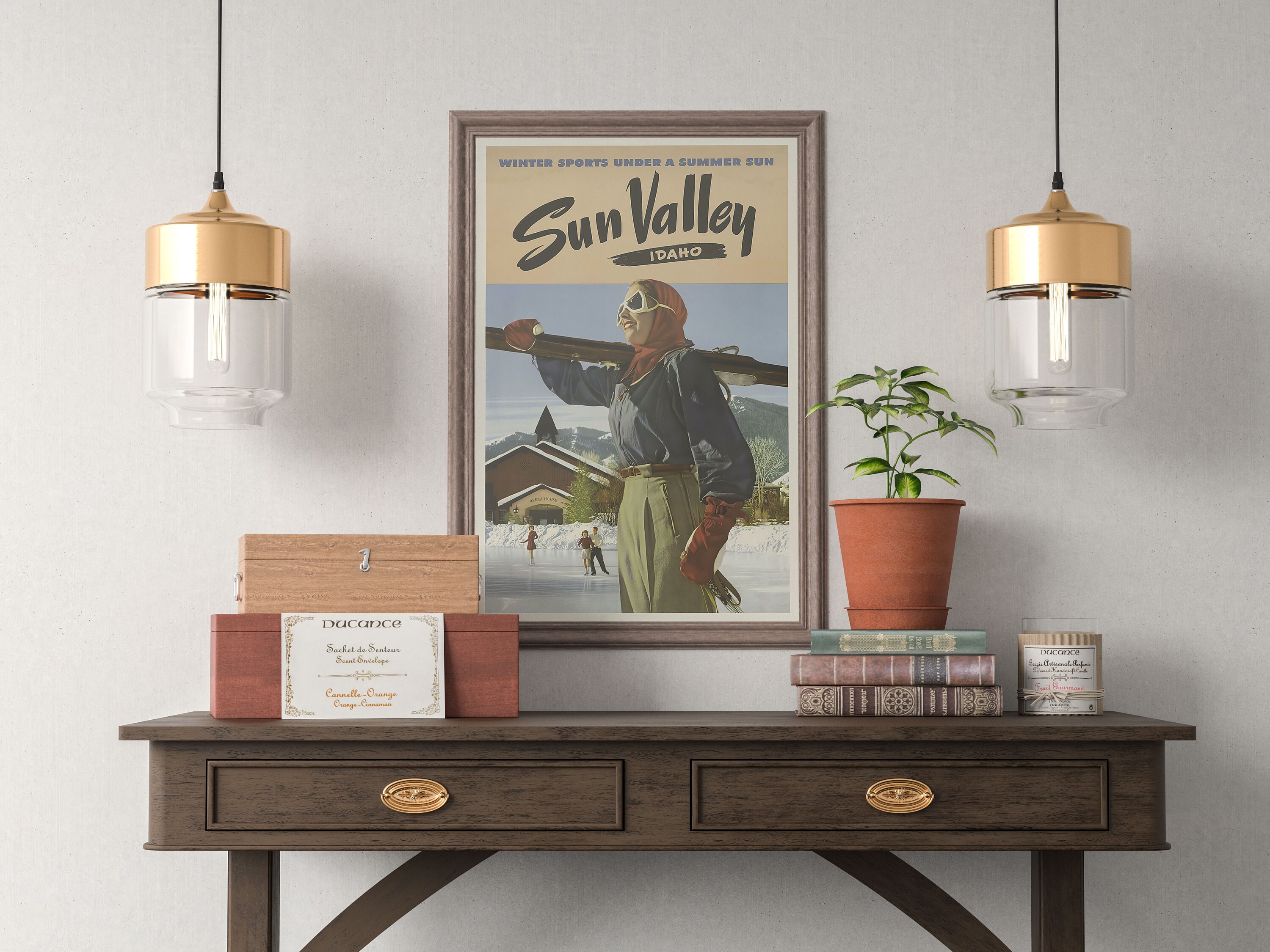 Sun Valley Idaho Vintage Ski Poster, Idaho Travel Art Print, US 1940's ...
