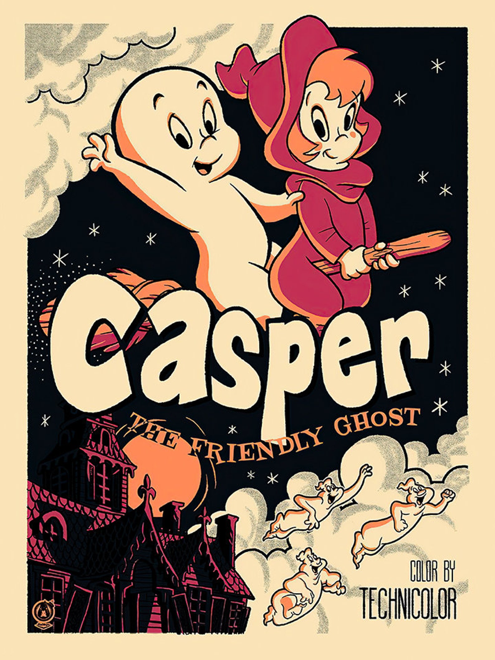Casper the Friendly Ghost Vintage Cartoon Poster - Art Print - Wall ...