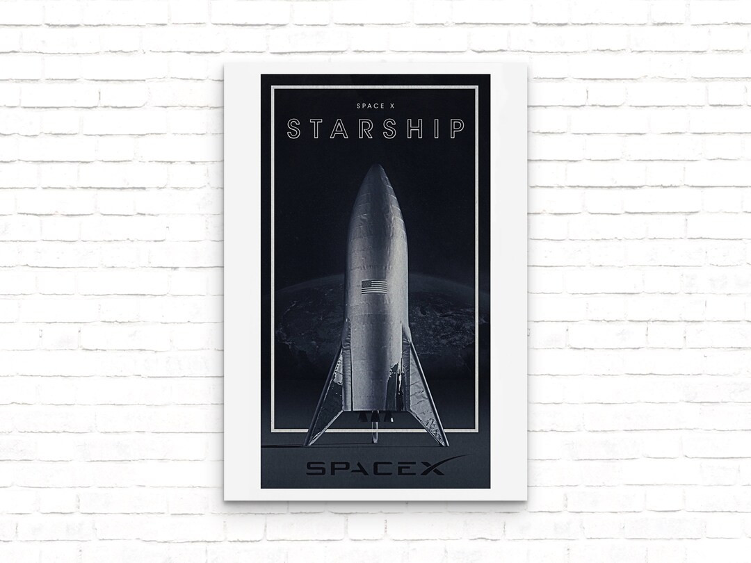 Spacex Starship Spacecraft and Super Heavy Rocket Vintage Space Poster ...