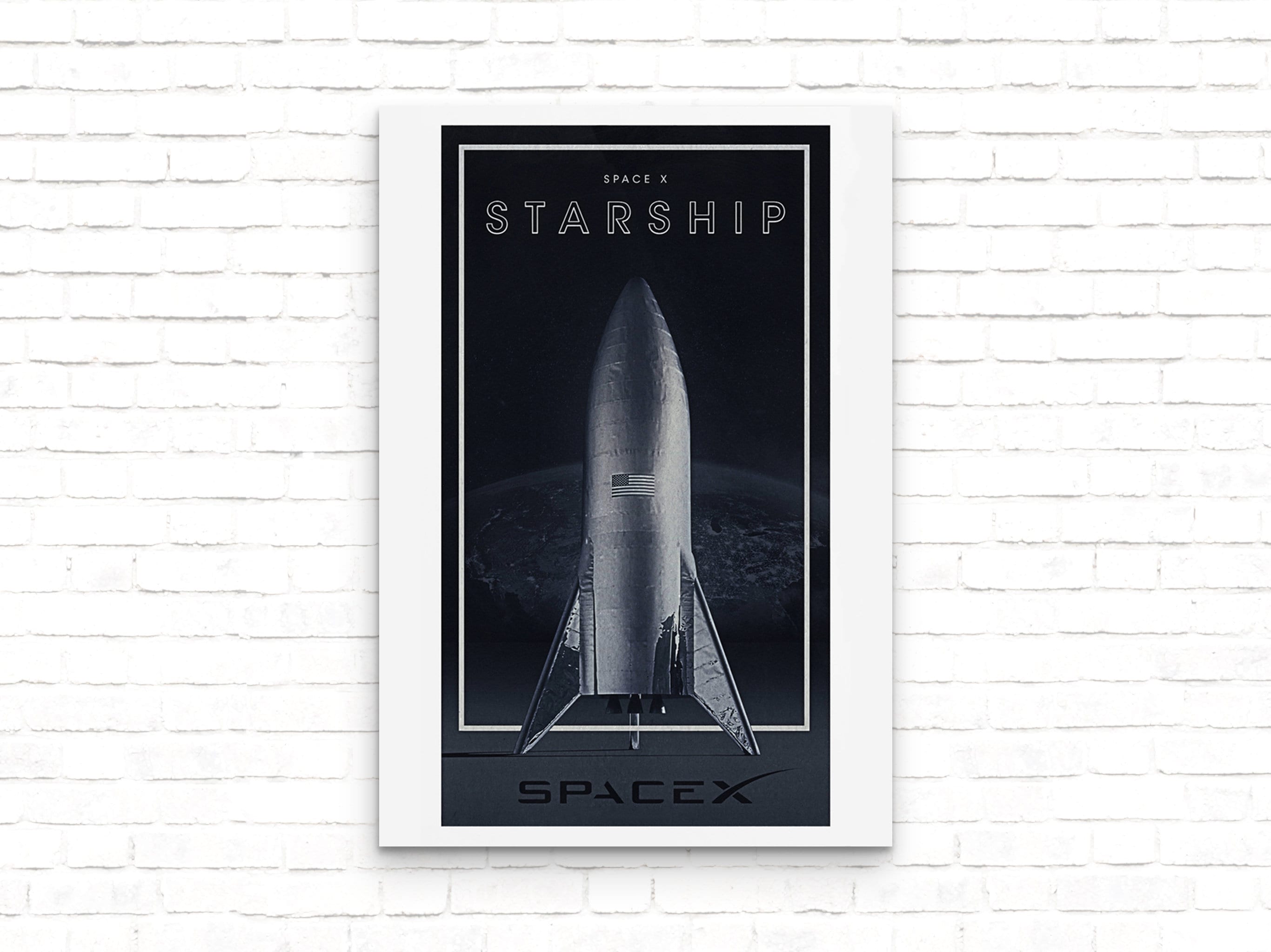 Spacex Starship Spacecraft and Super Heavy Rocket Vintage Space Poster ...