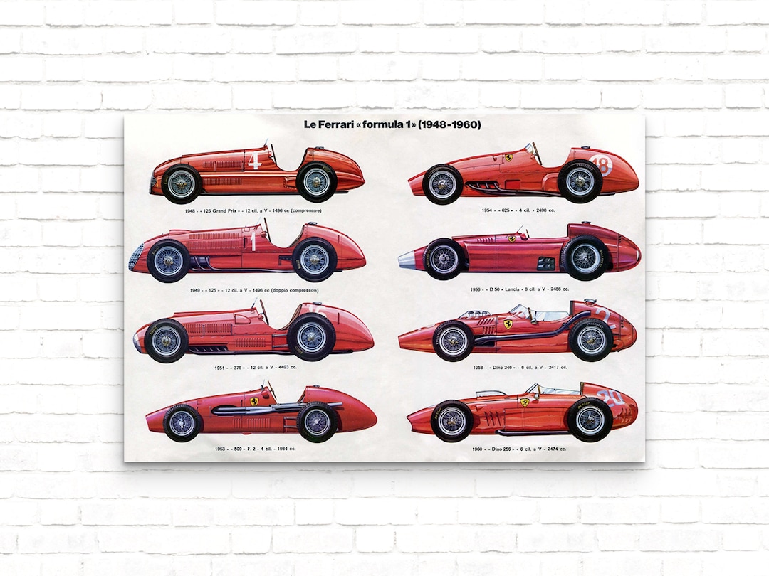 Ferrari 1948 - 1960 Formula 1 Car Models Vintage Race Advertising ...
