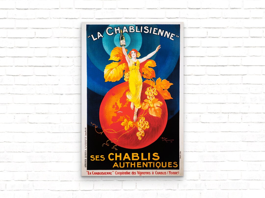 La Chablisienne Ses Chablis Authentiques Vintage Advertising Art ...
