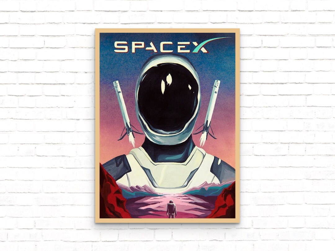 Spacex Astronaut Mars Vintage Space Art Poster - Art Print - Wall Decor ...
