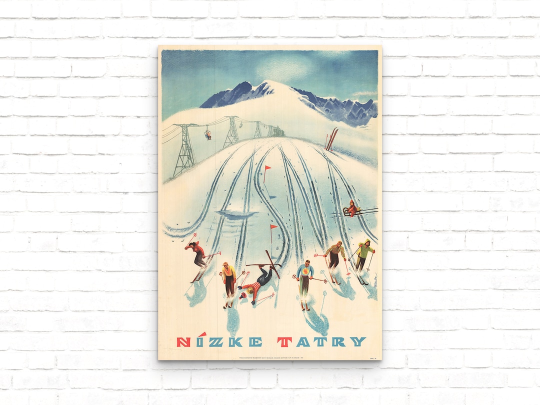 Slovakia Ski Poster, Vintage Ski Resort Art Print, Jasna Nizke Tatry ...