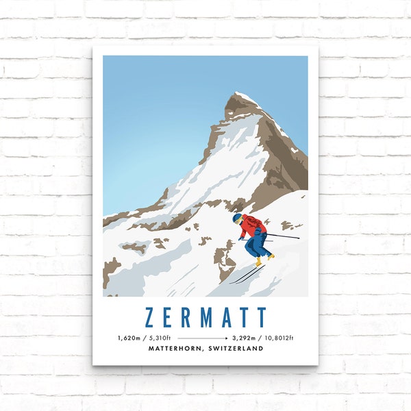 Vintage Ski Zermatt Poster - Etsy