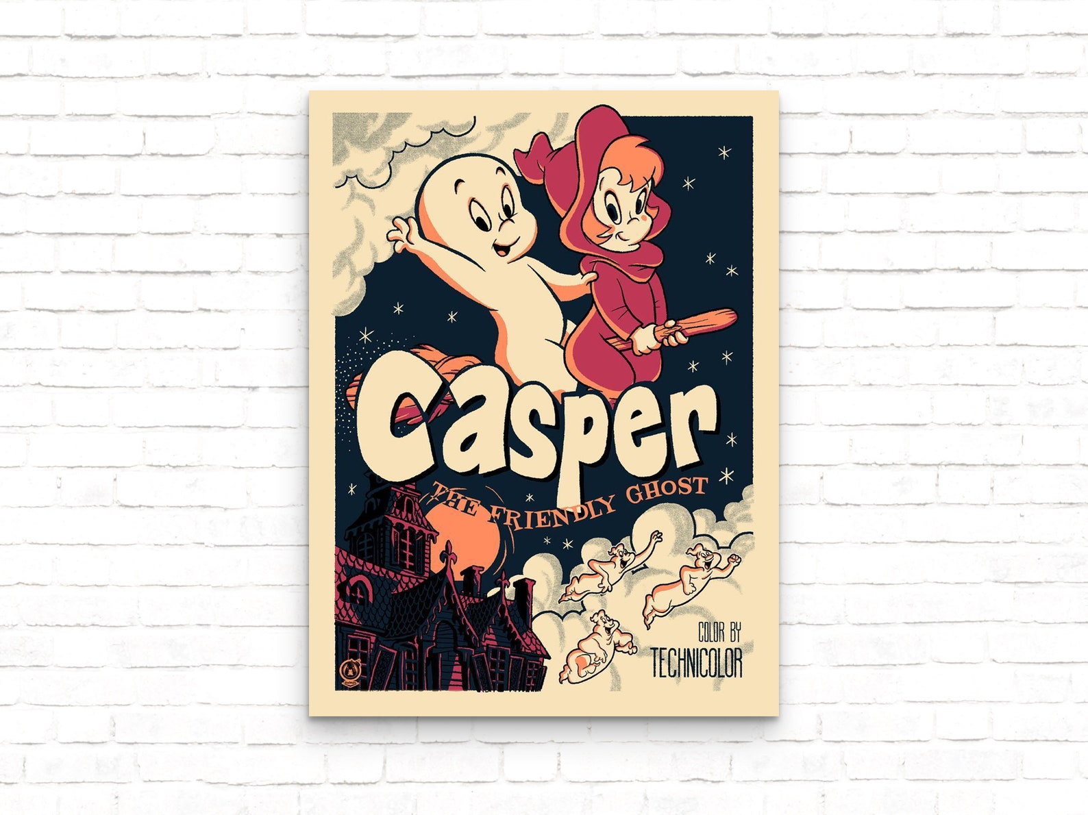 Casper the Friendly Ghost Vintage Cartoon Poster - Art Print - Wall ...