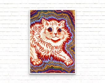 Art Print by Louis Wain, Psychedelic Cats, Classic Art Print, Trippy ...