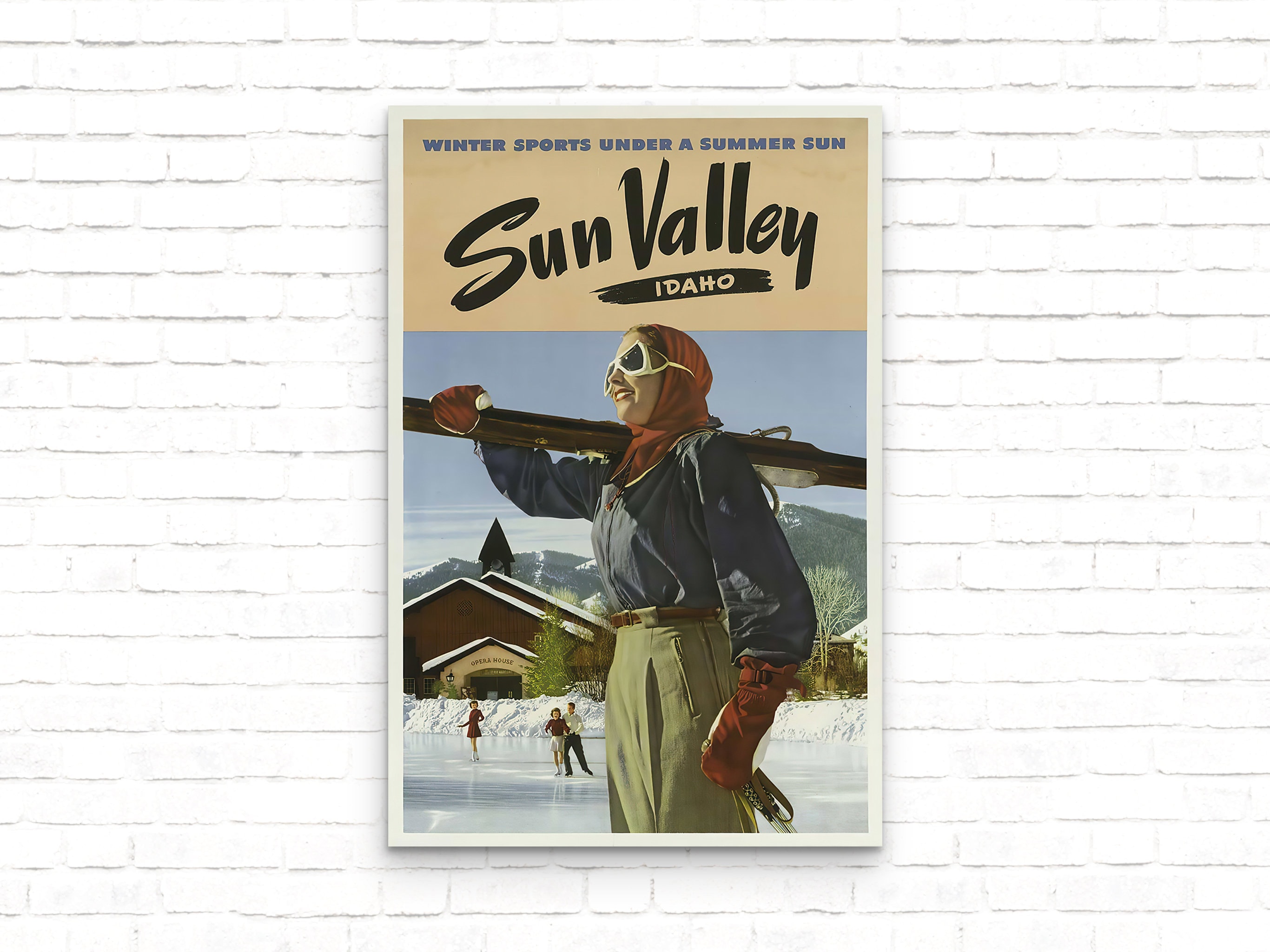 Sun Valley Idaho Vintage Ski Poster, Idaho Travel Art Print, US 1940's ...