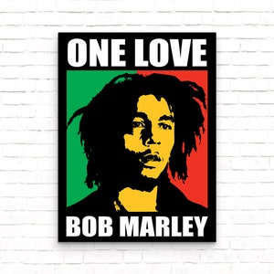 Bob Marley - One Love Vintage Graphic Art Music Poster - Art Print ...
