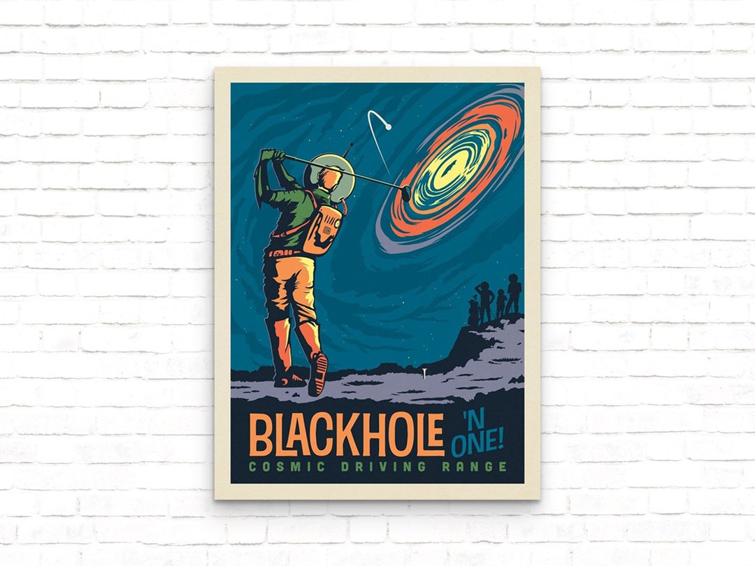 Black Hole 'N One! Cosmic Driving Range Vintage Space Poster - Art ...