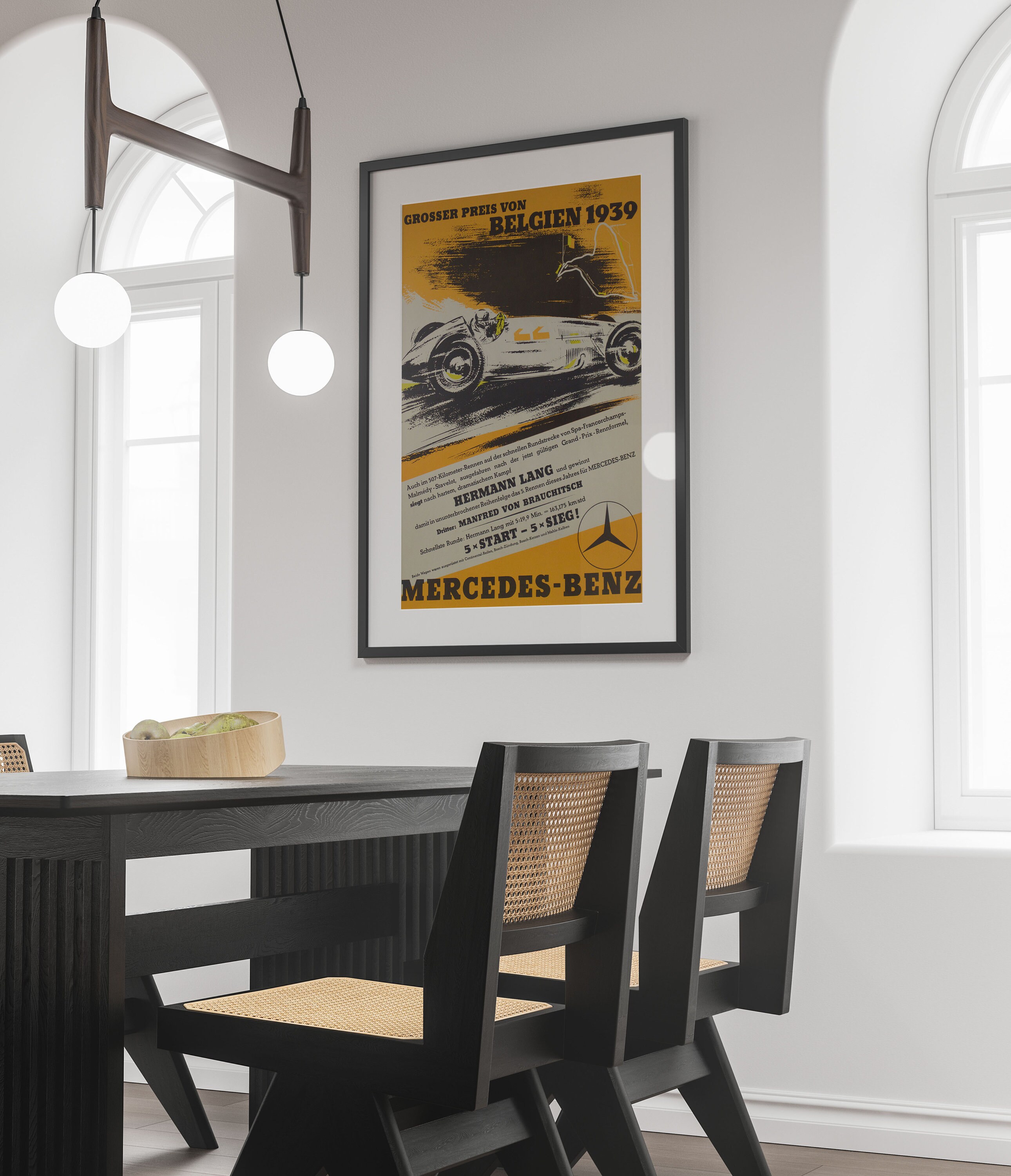 Mercedes Benz Vintage Race Poster, Belgien 1939 Retro Race Car Art ...
