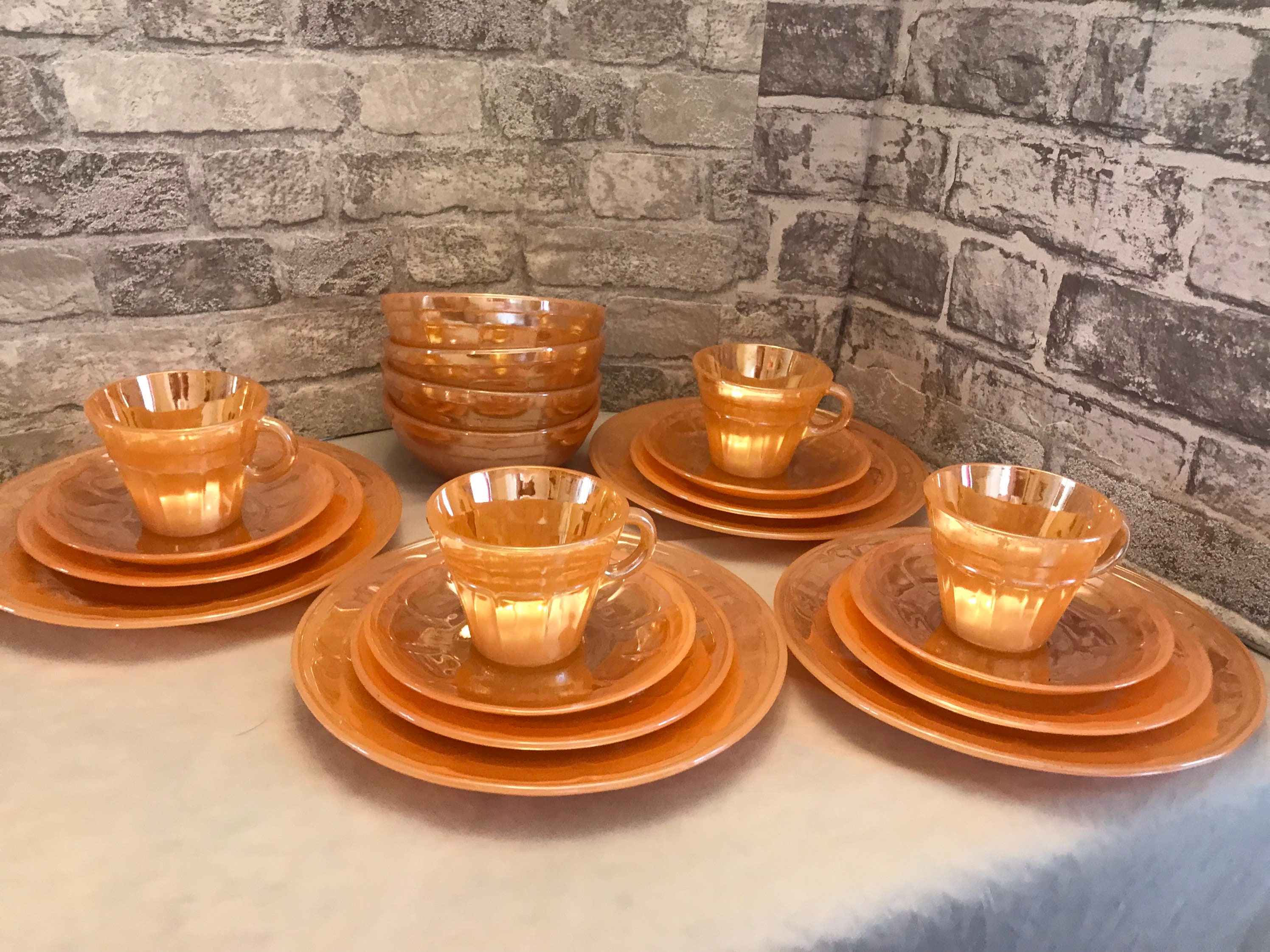 Vintage Termocrisa Mexican glass dinner set with cups retro | Etsy