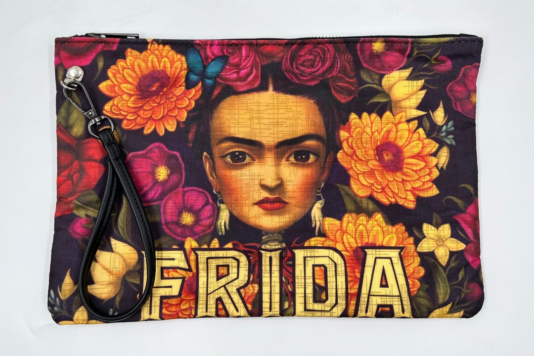 Frida Kahlo Hand Bag Clutch Bag, 13x8 Inch, Makeup Bag, Frida Organizer ...