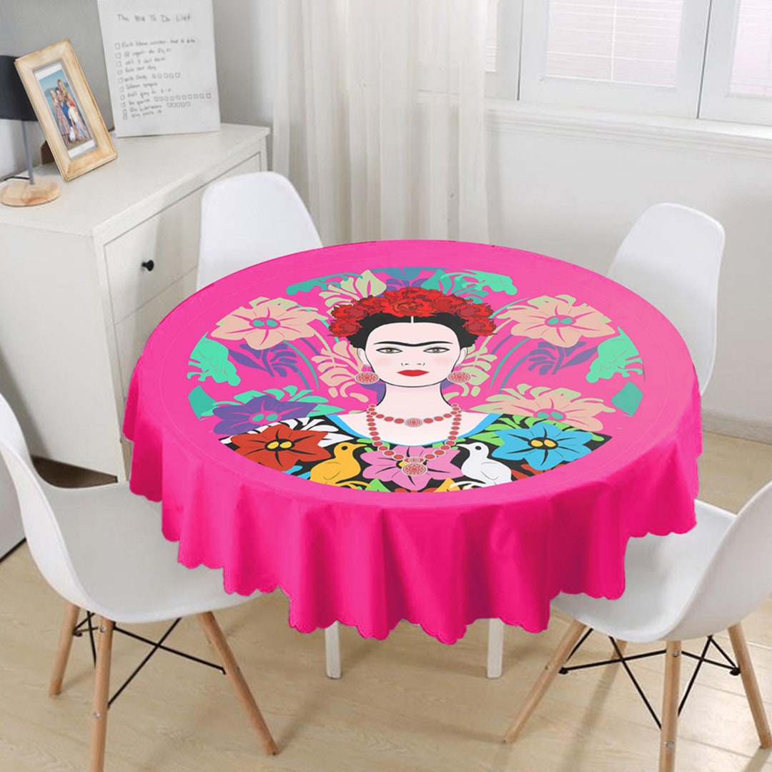 Frida Kahlo Digital Printed Stain Resistant Circle Table Cloth, Frida ...