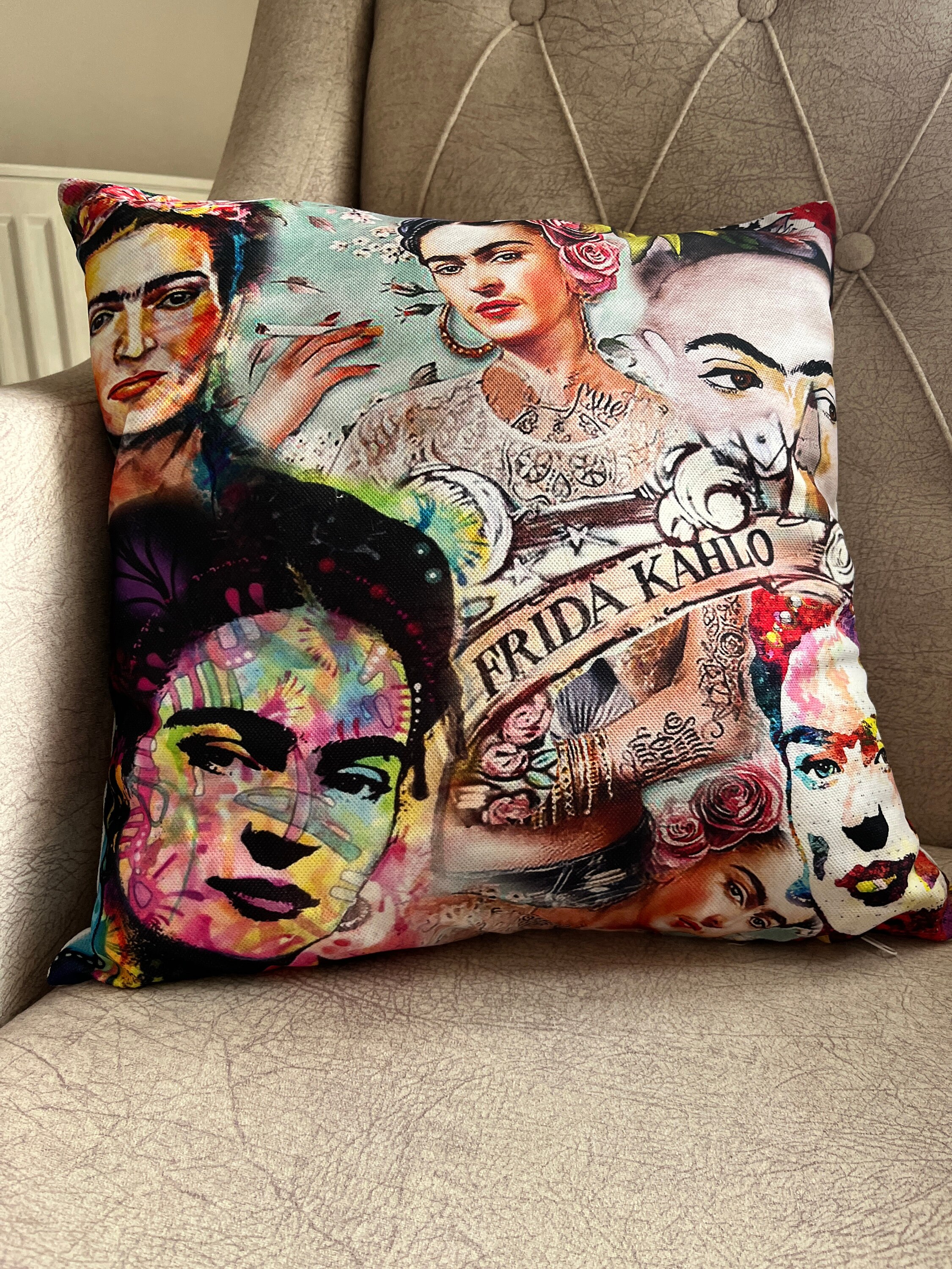 Self-portrait by Frida Kahlo Pillow Covers Square Decorative Cotton ...