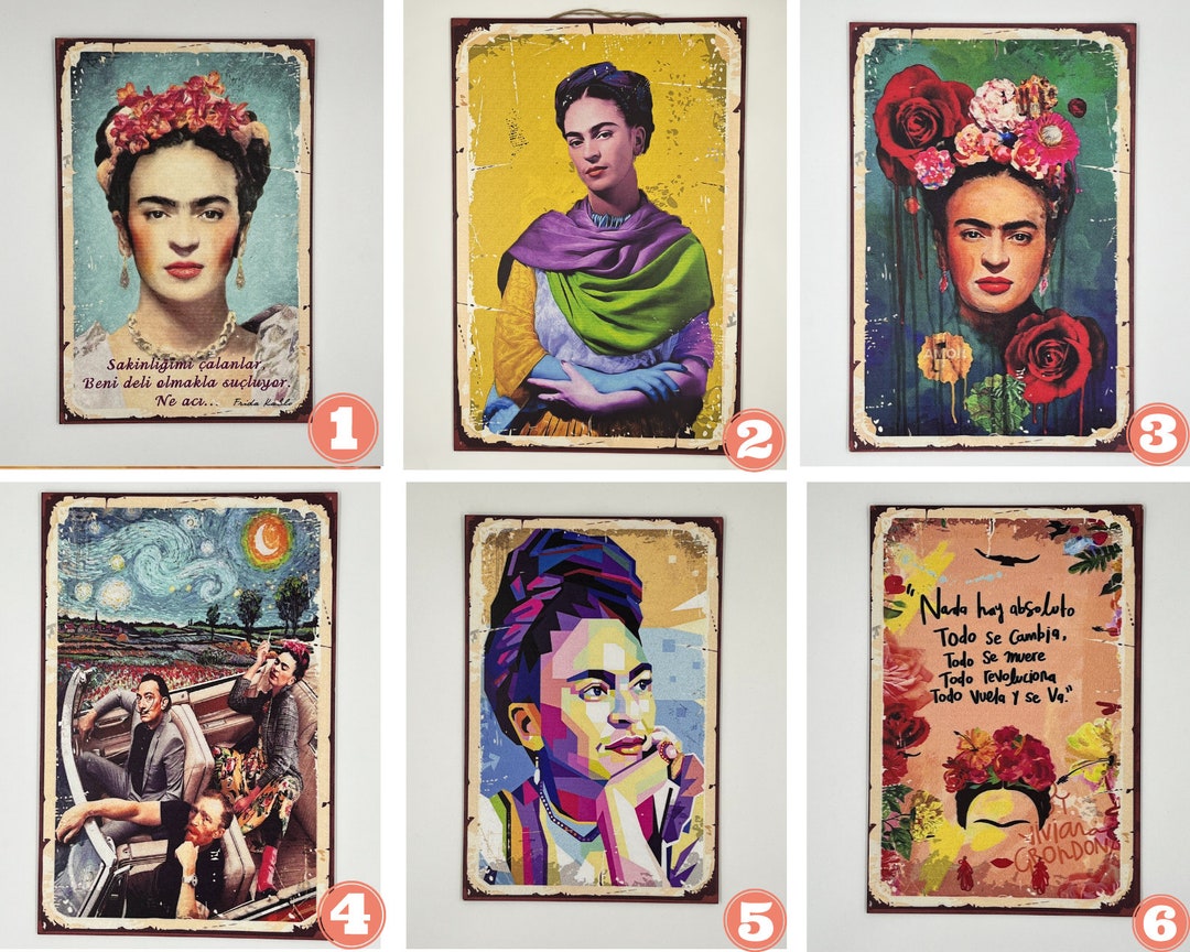 Frida Kahlo Wooden Poster, Frida Kahlo Portrait, Frida Kahlo Wall Art ...