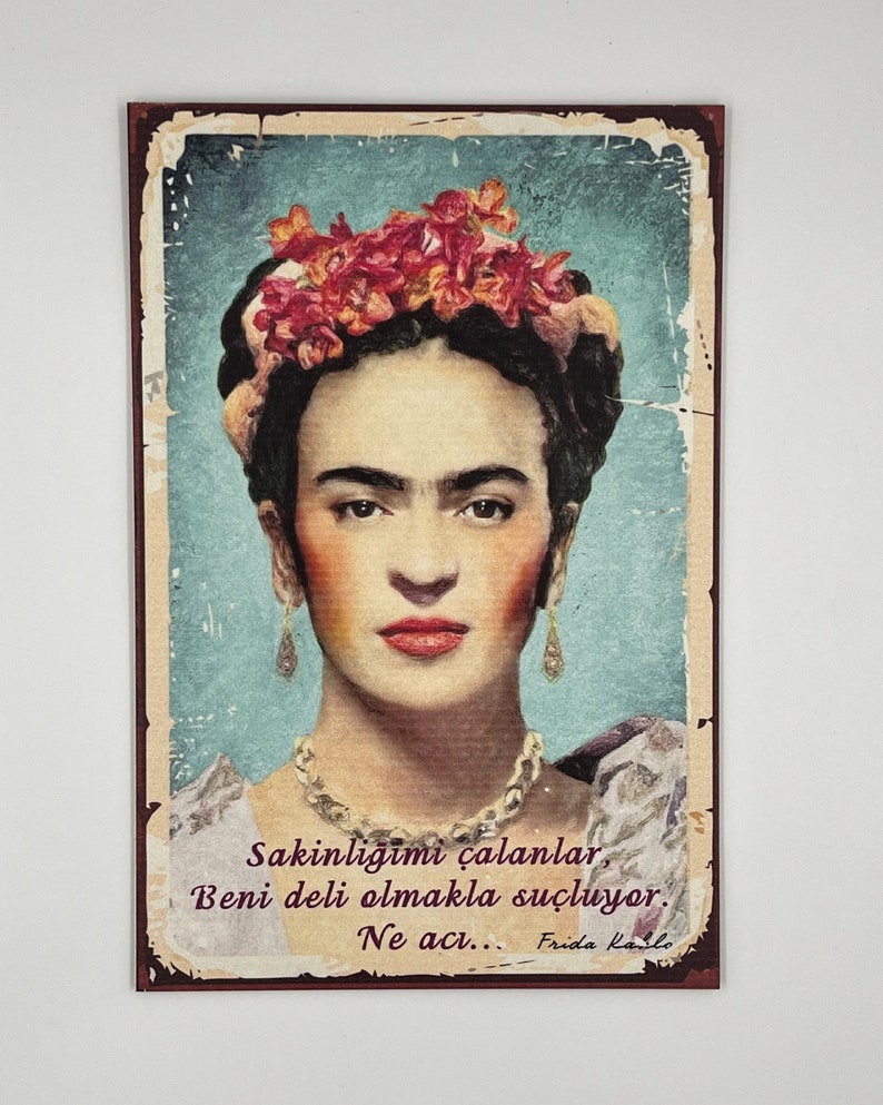Frida Kahlo Wooden Poster Frida Kahlo Portrait Frida Kahlo Wall Art
