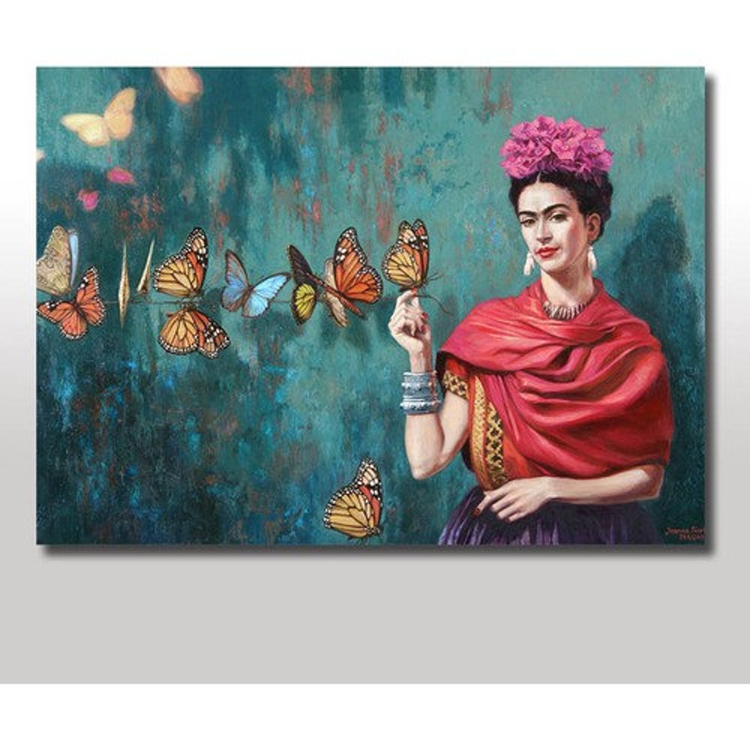Frida Kahlo and Butterflies, Frida Kahlo Wall Art, Butterfly Wooden ...