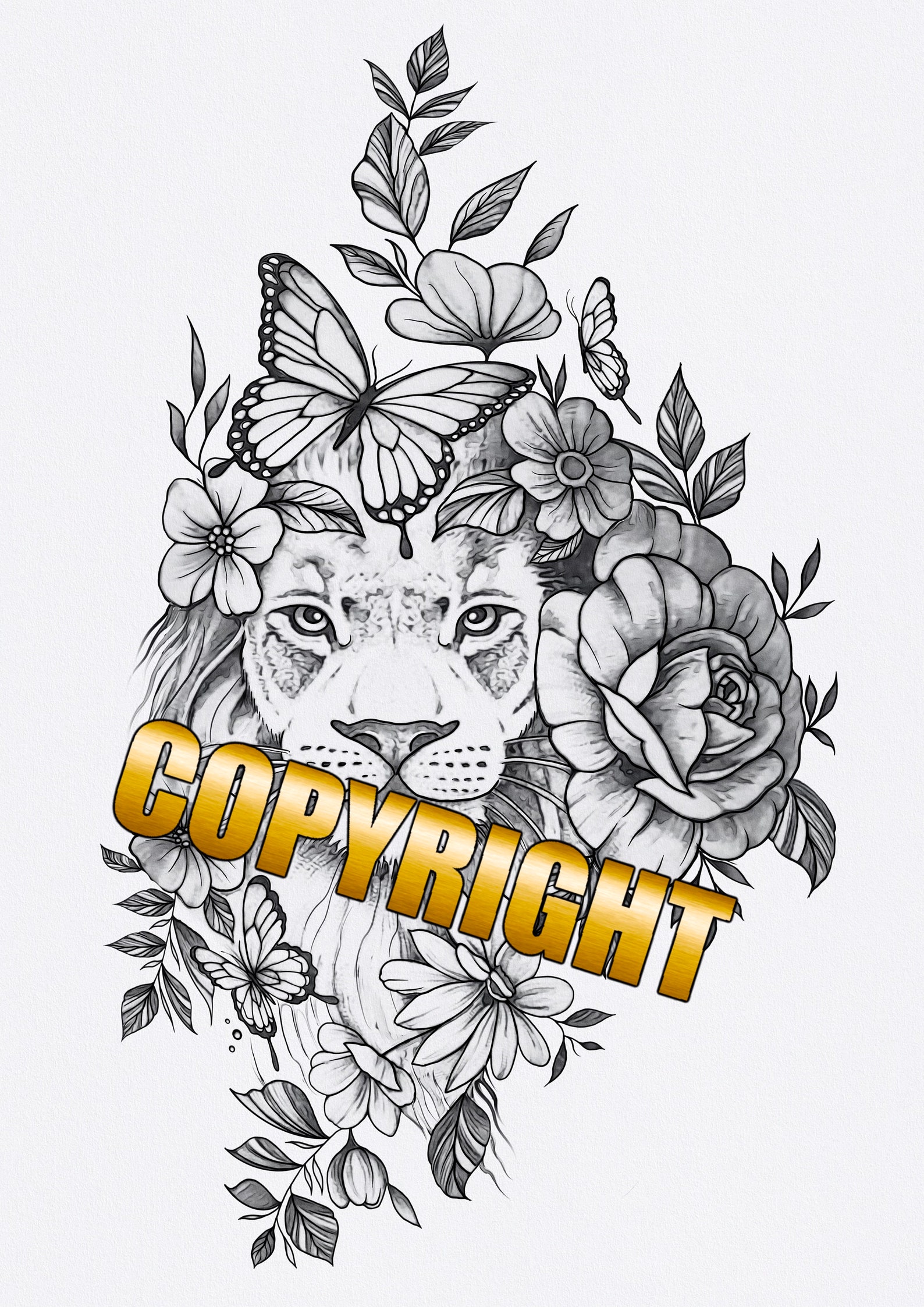 Get This Beautiful and Feminine Lioness Design With Flowers and ...
