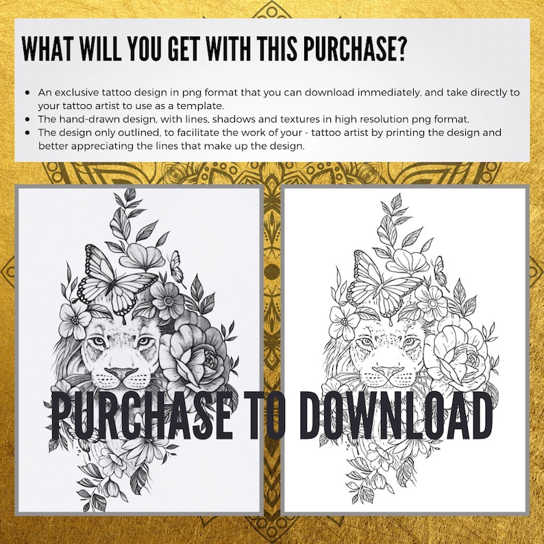 Get This Beautiful and Feminine Lioness Design With Flowers and ...