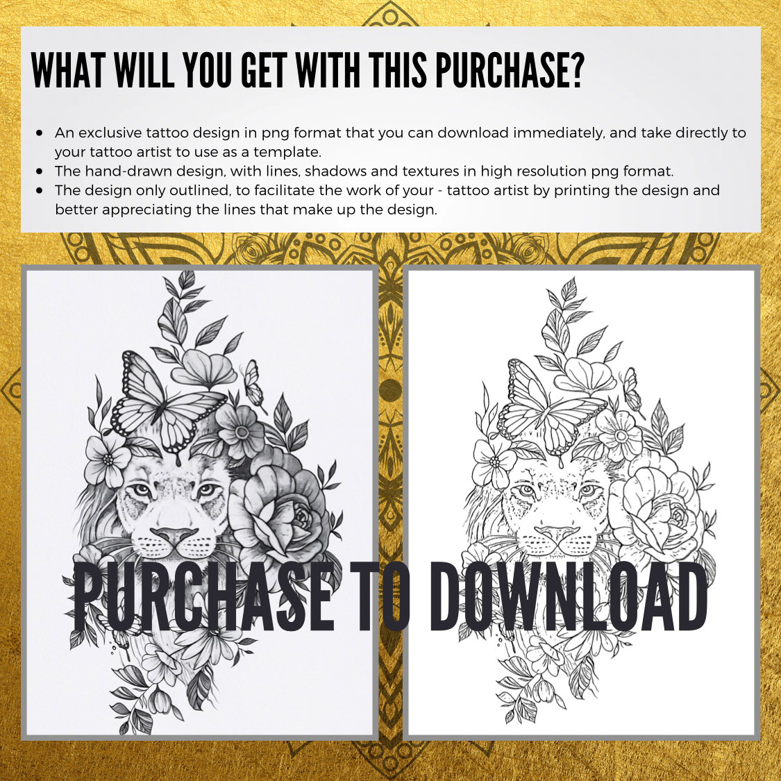 Get This Beautiful and Feminine Lioness Design With Flowers and ...