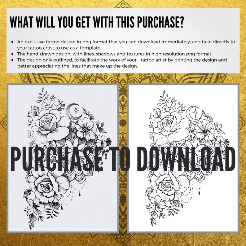 Get This Beautiful And Sensual Tattoo Design Of Flowers Mandalas And Moon With Stars For The