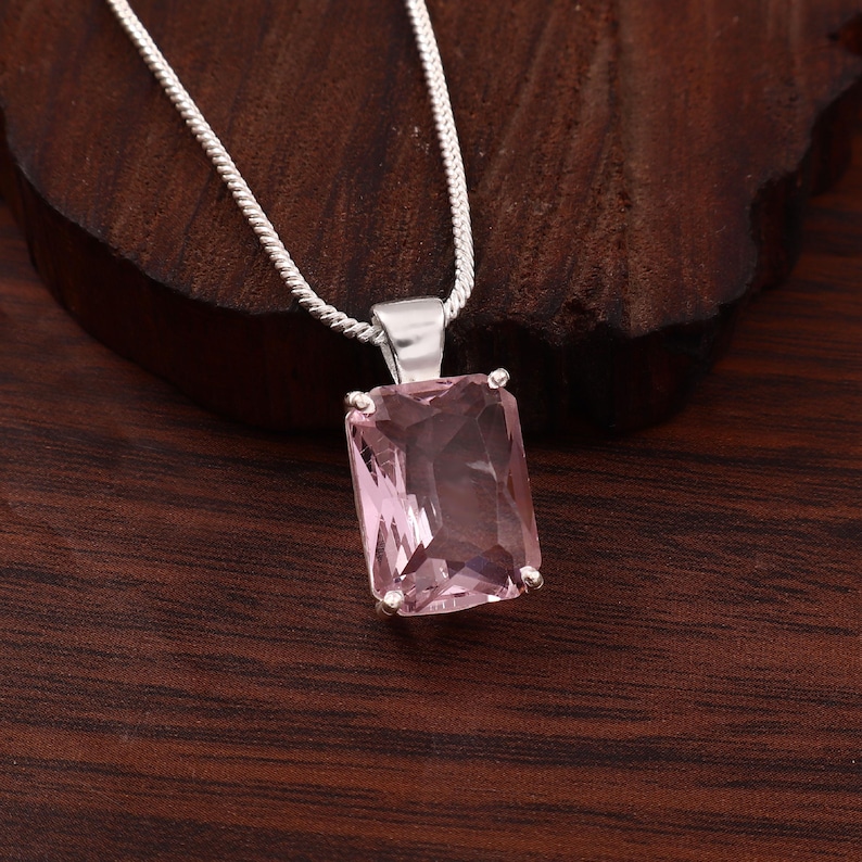Pink Kunzite Pendant, 925 Sterling Silver Handmade Minimalist Jewelry ...