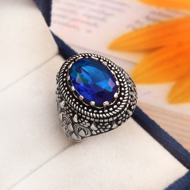 Blue Onyx Ring - Etsy