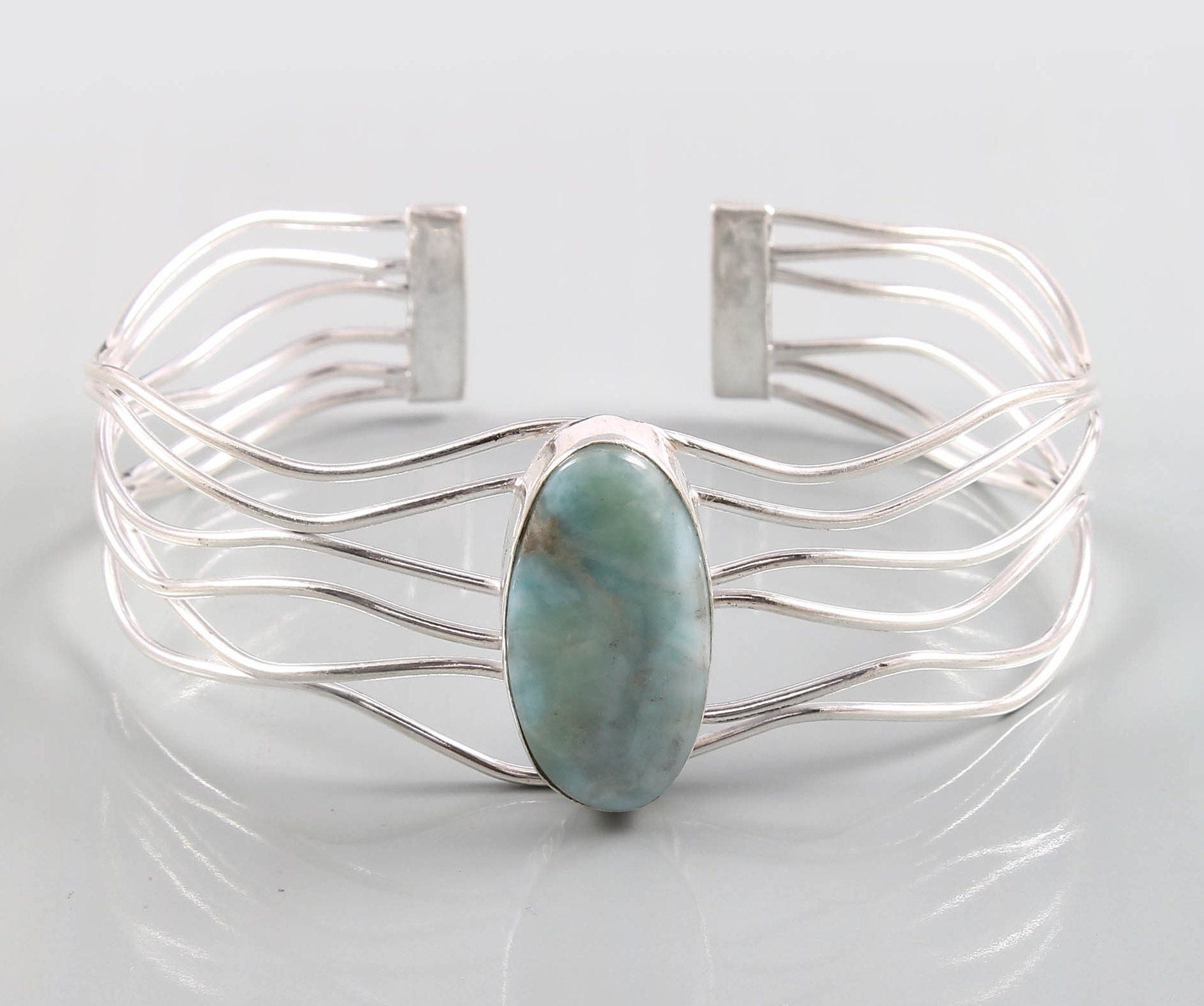 Larimar Bangle Statement Bangle Natural Larimar 925 - Etsy