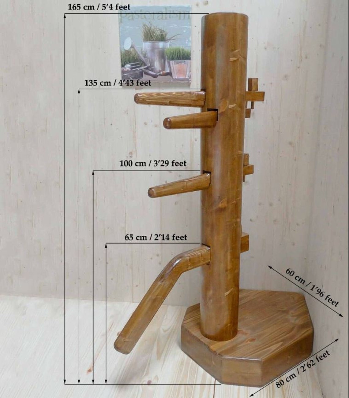 Wing Chun Wooden Dummy With Base Corner Red Wine Color - Etsy