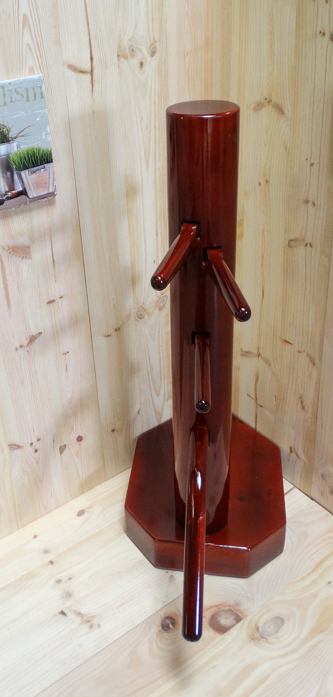 Wing Chun Wooden Dummy With Base Corner Red Wine Color - Etsy