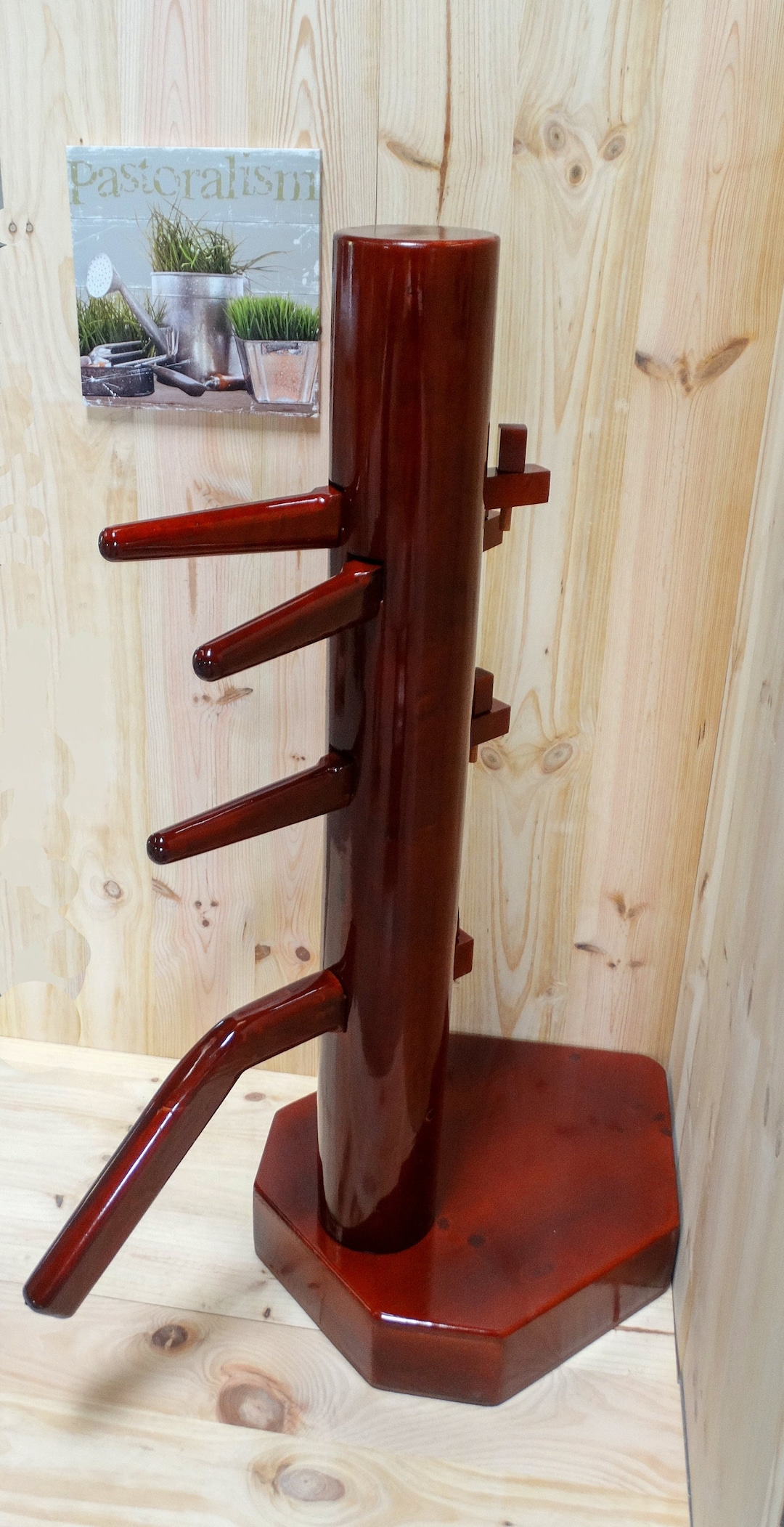 Wing Chun Wooden Dummy With Base Corner Red Wine Color - Etsy