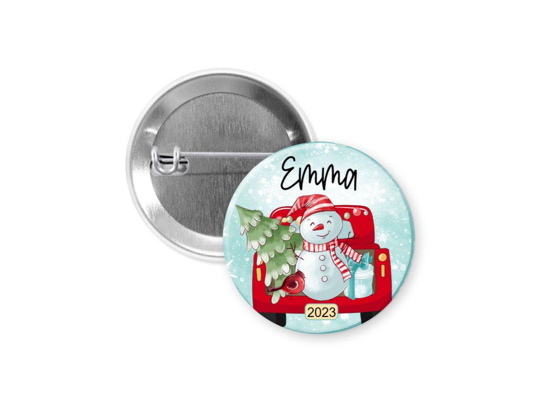Personalized Christmas Name Tag Pin Magnet Keychain Mirror - Etsy