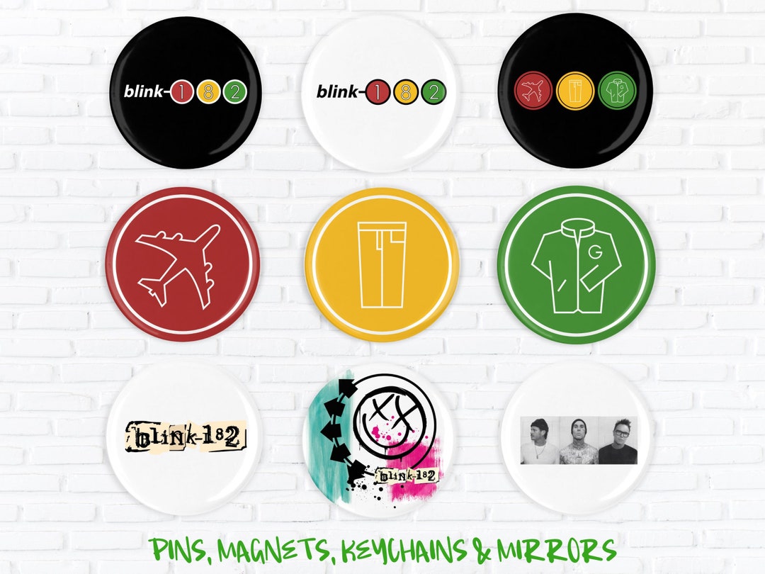 Blink 182 Pin, Magnet, Keychain, Mirror - Pop Punk and Emo Button Badge ...