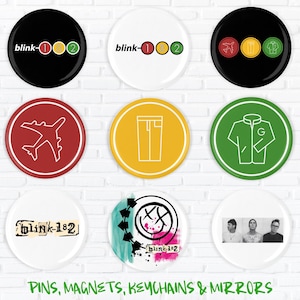 Blink 182 Pin, Magnet, Keychain, Mirror - Pop Punk and Emo Button Badge ...