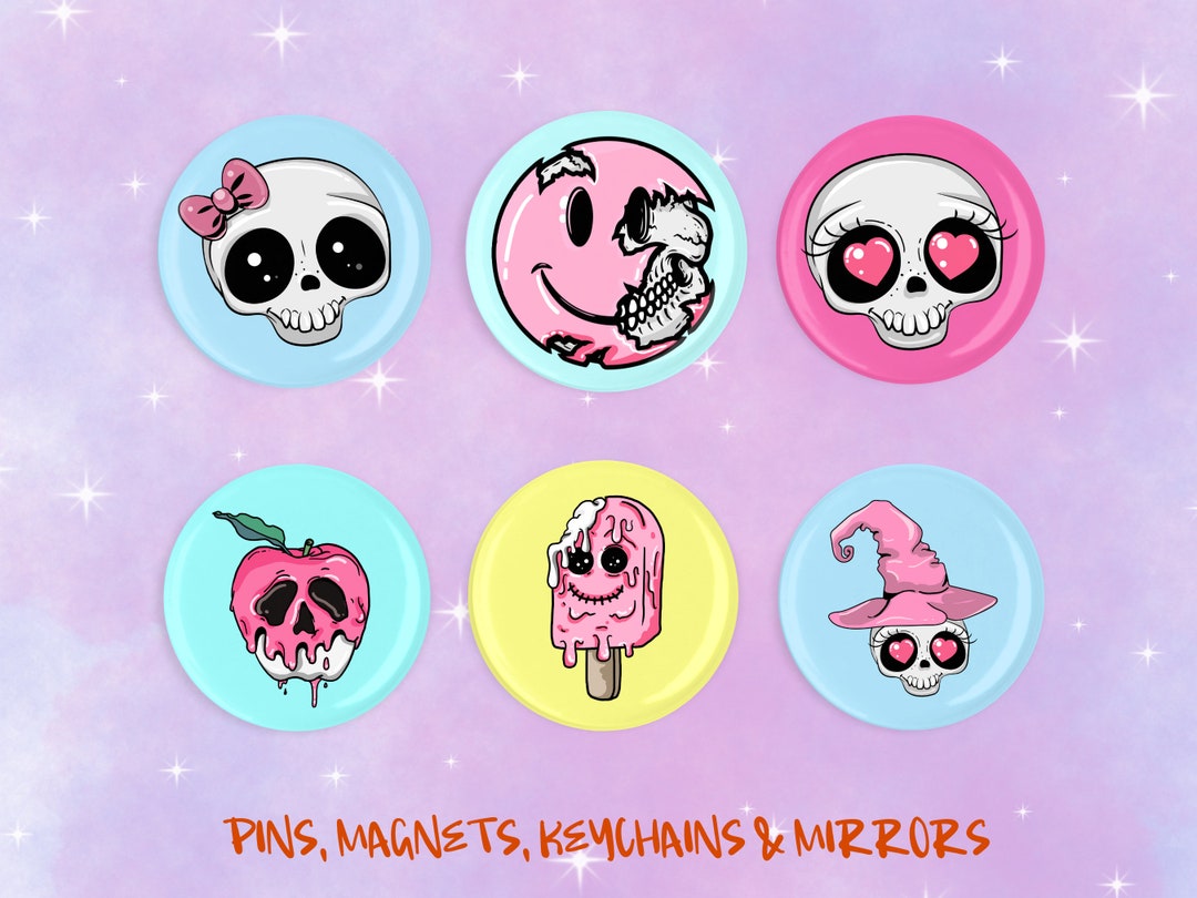 Pastel Goth Pin, Magnet, Keychain, Mirror, Creepy Cute Pastel Goth Gore ...