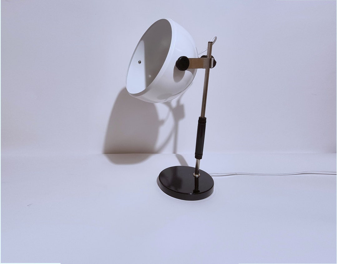Black & White Soviet Lamp. Vintage Restored Adjustable Desk Lamp. Mid ...