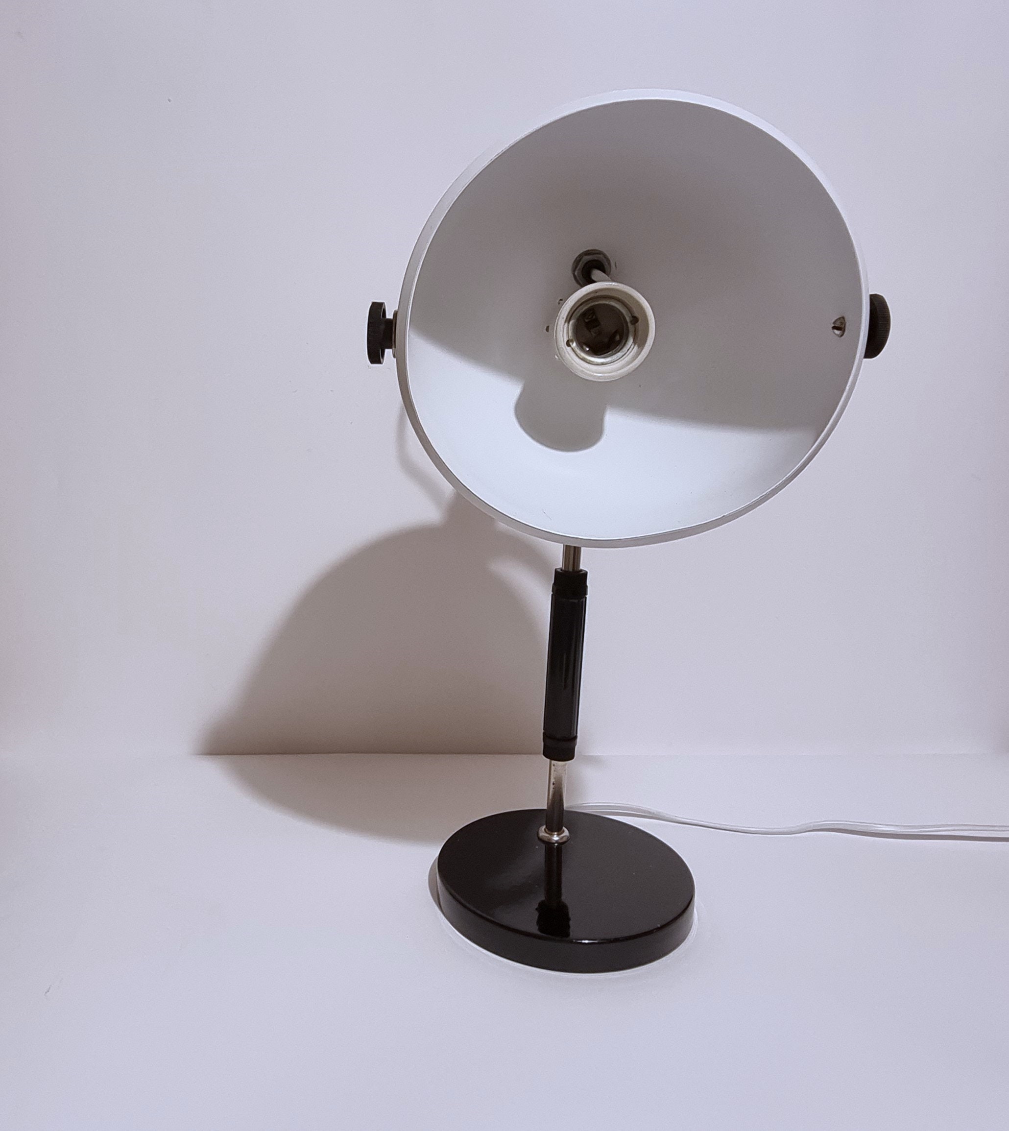 Black & White Soviet Lamp. Vintage Restored Adjustable Desk Lamp. Mid ...