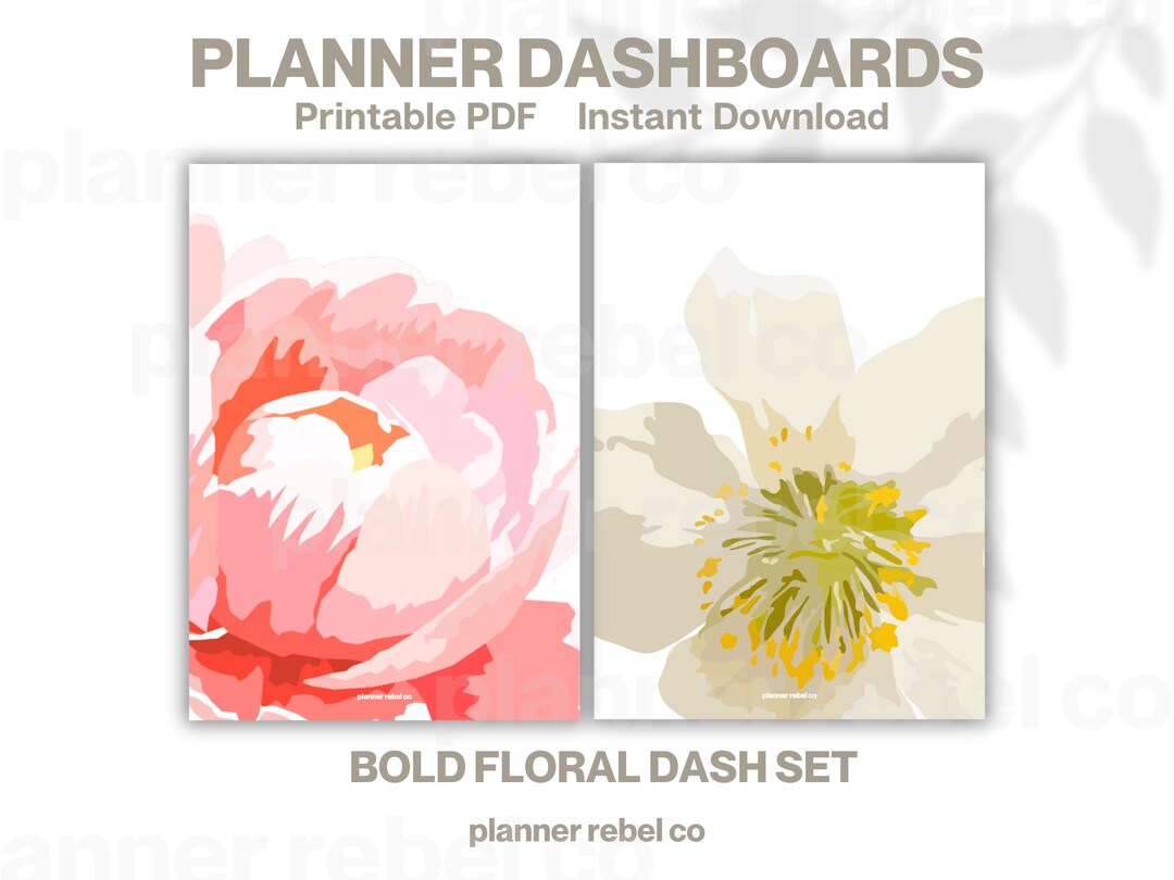 A5 DASHBOARD Bold Floral Pretty Dash Set - Etsy