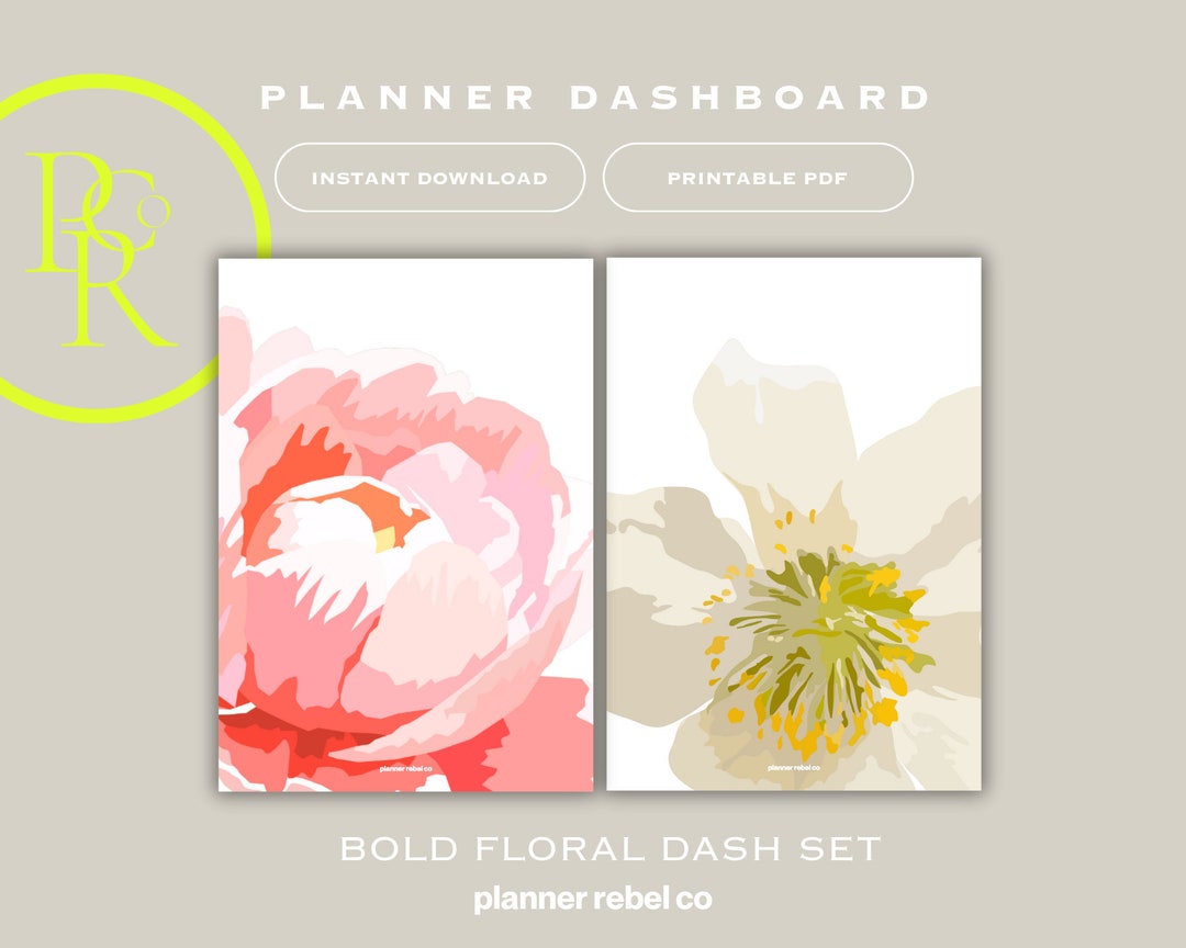 A5 DASHBOARD Bold Floral Pretty Dash Set - Etsy