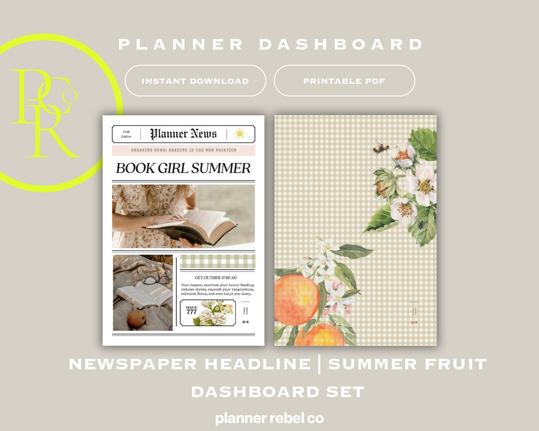 Personal WIDE DASHBOARD Newspaper Headline Summer Fruit Dashboard Set ...