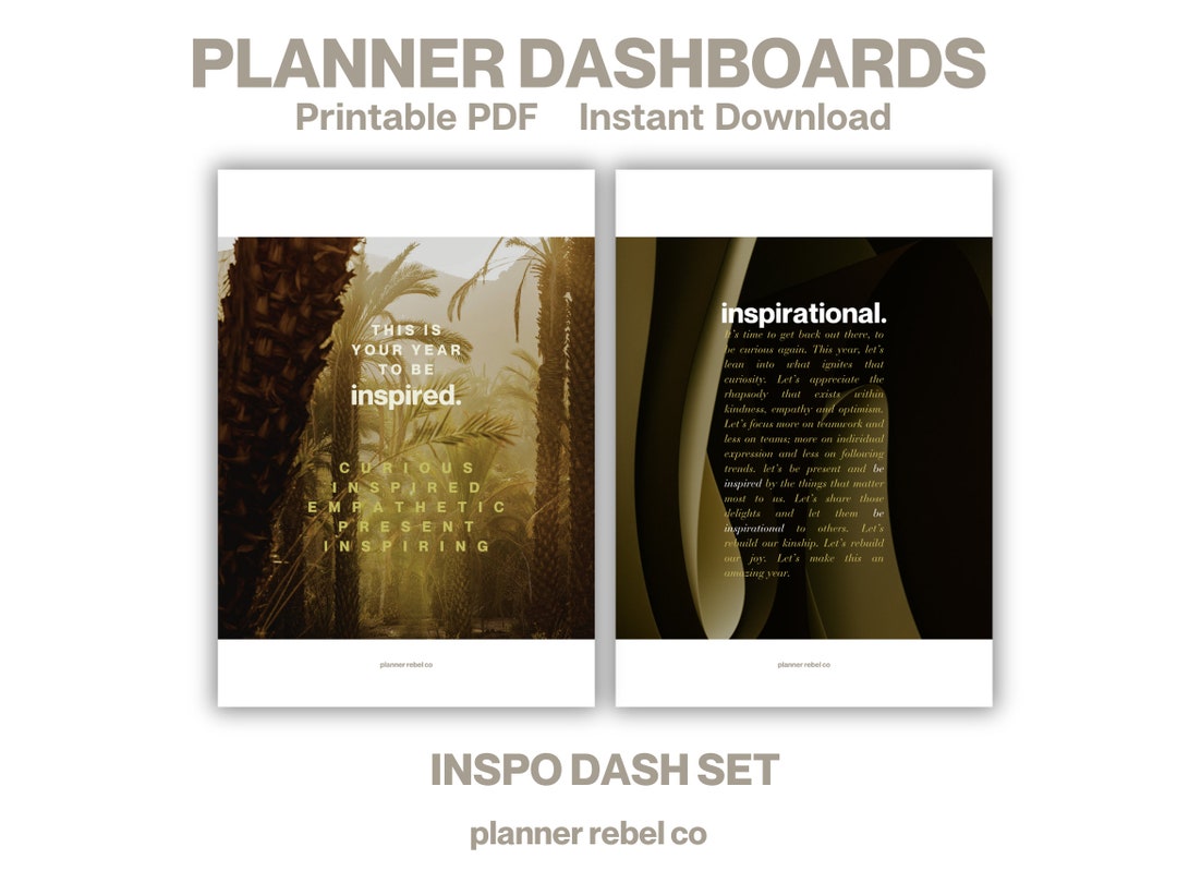 A5 DASHBOARD Printable PDF Dashboard Set INSPO Dash Set - Etsy