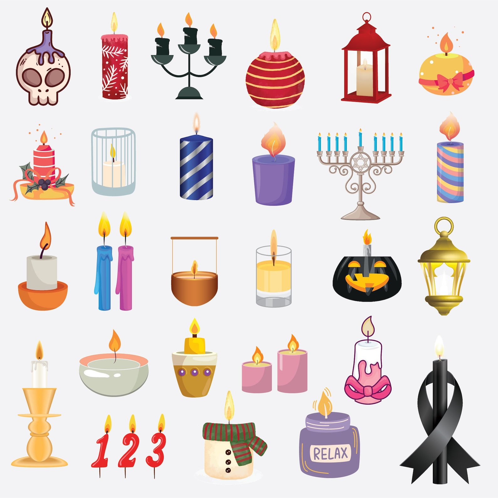 Candles Svg, Candles Clipart , Birthday Candle , Candles Template ...