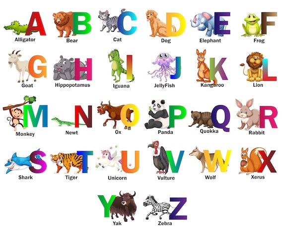 Animal Alphabet Clipart Printable Alphabet Digital Alphabets | Etsy