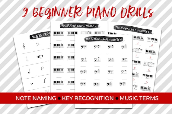 9 Beginner Piano Drills Note Naming Key Recognition Music | Etsy