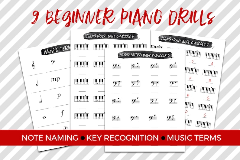 9 Beginner Piano Drills note Naming, Key Recognition, Music Symbols - Etsy