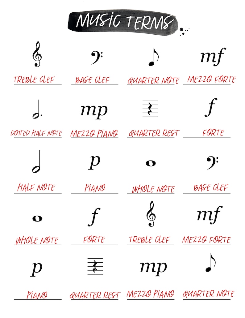 9 Beginner Piano Drills note Naming, Key Recognition, Music Symbols - Etsy