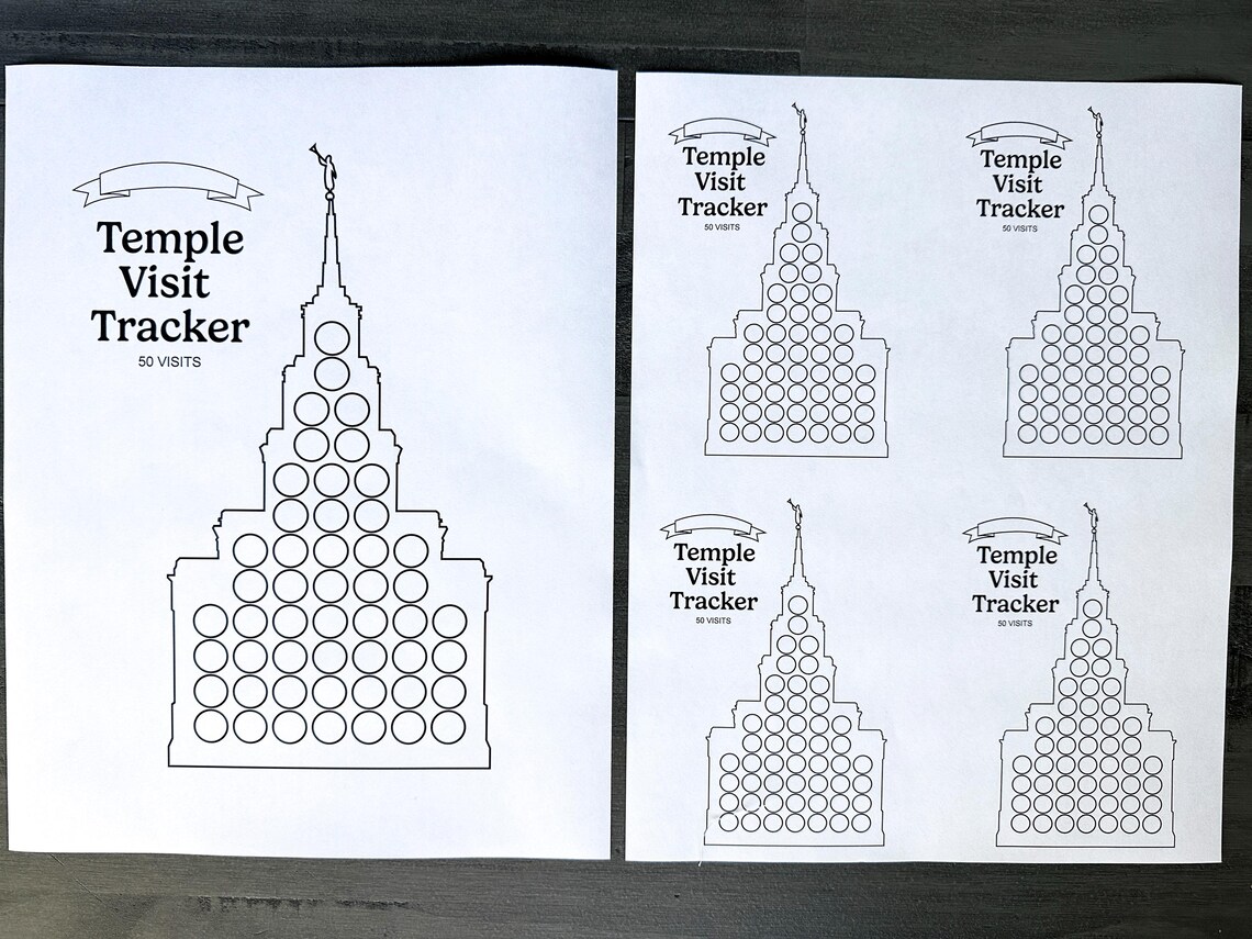 Temple Chart - 50 Visits + Minis - Etsy