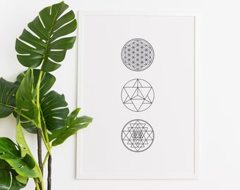 Sacred Geometry Wall Art, Spiritual Wall Decor, Geometric Wall Art ...