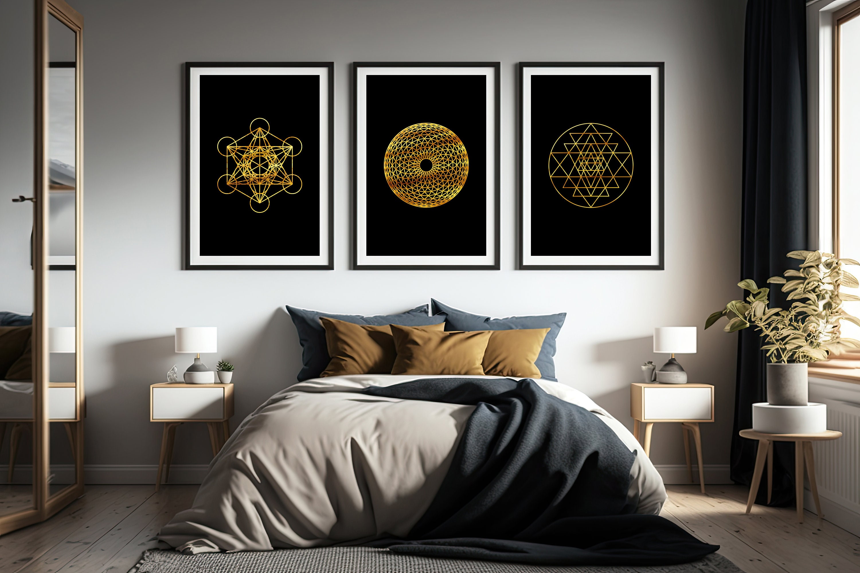 Sacred Geometry Wall Art Set, Printable Wall Art Set of 3, Metatron ...